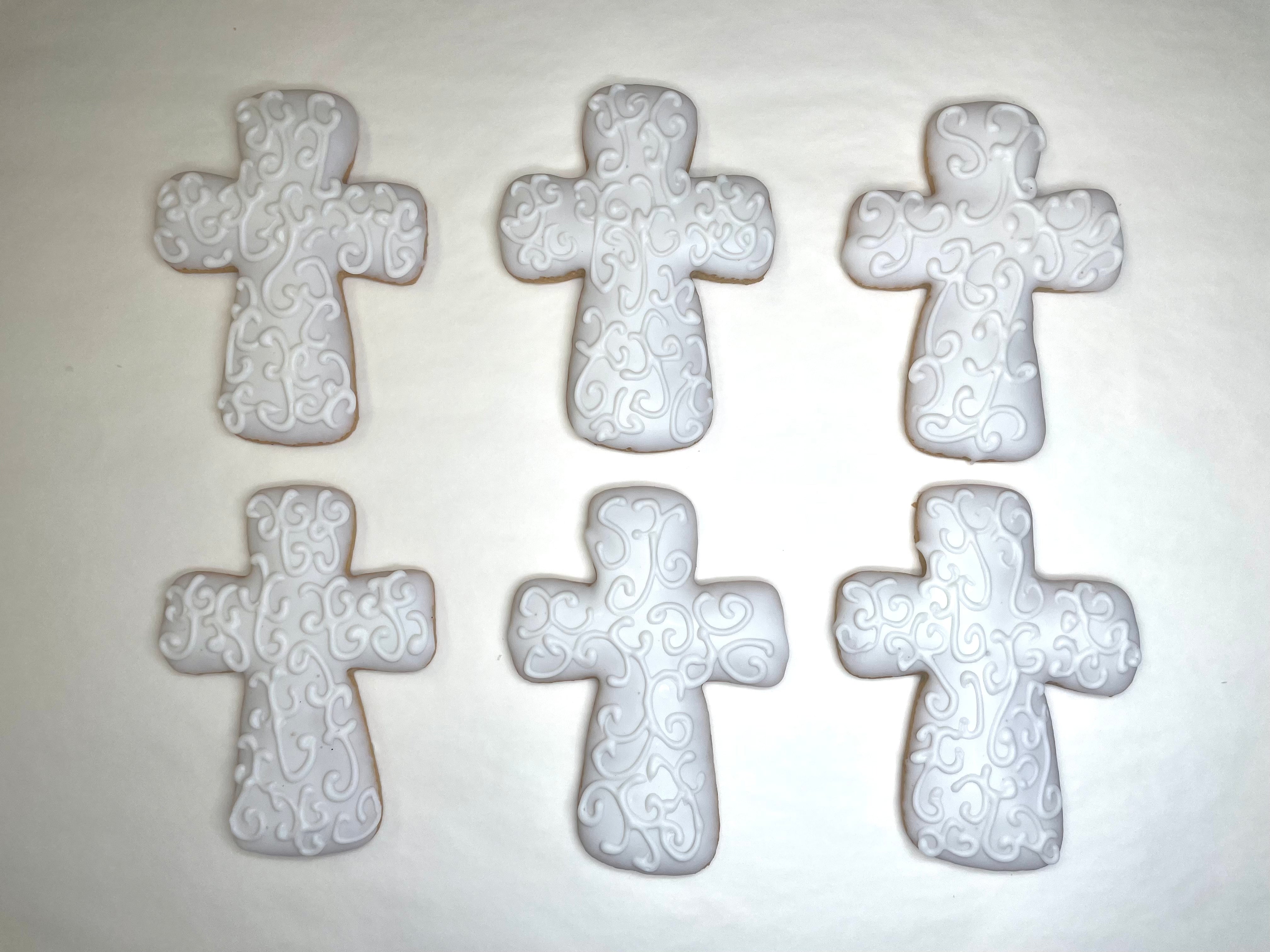Cross (large)Cookies with wedding scrolls – Memorial Bakery